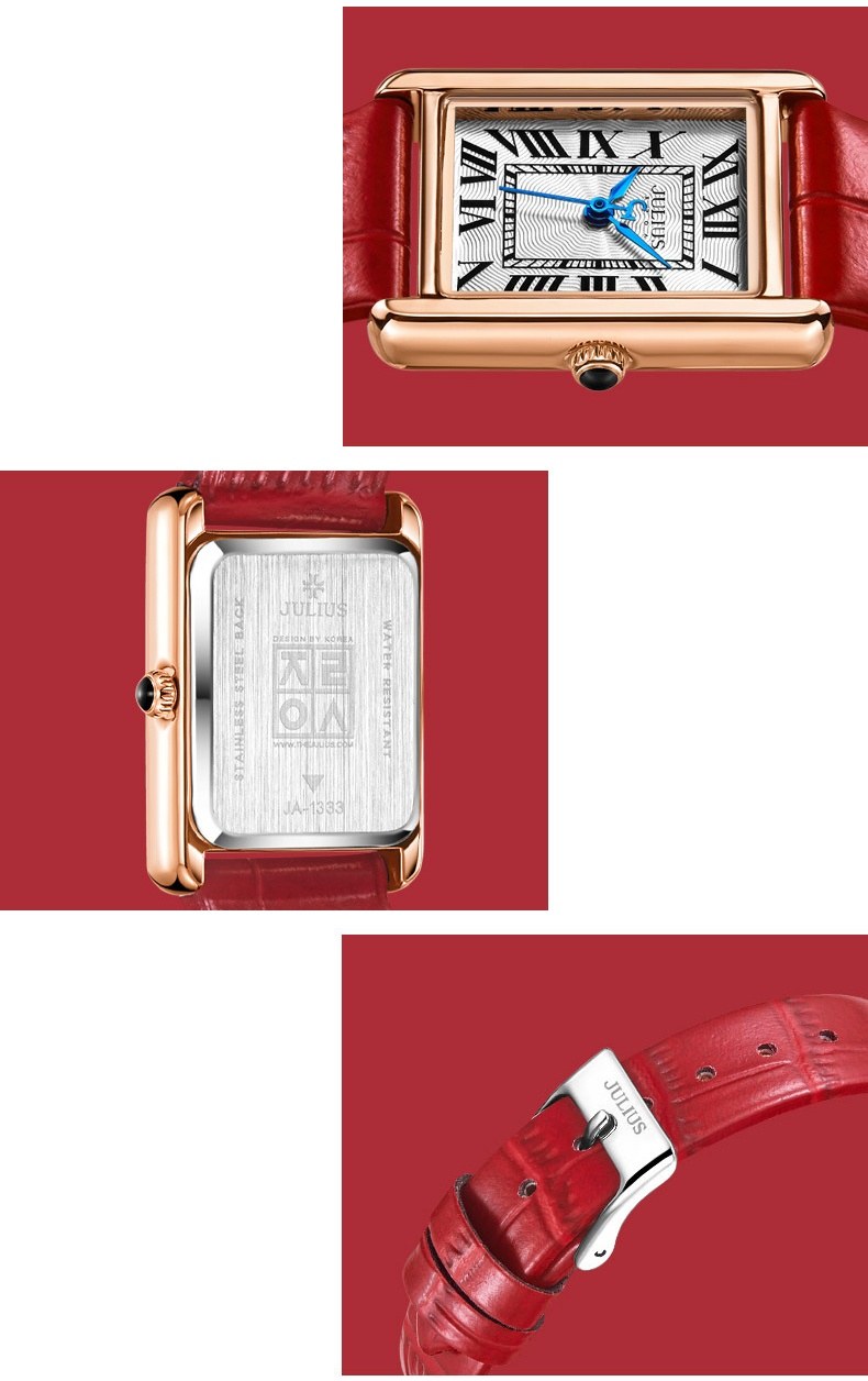 Đồng Hồ Nữ JA-1333B Julius Hàn Quốc Dây Da (Đỏ) - Đồng hồ Hàn Quốc ...